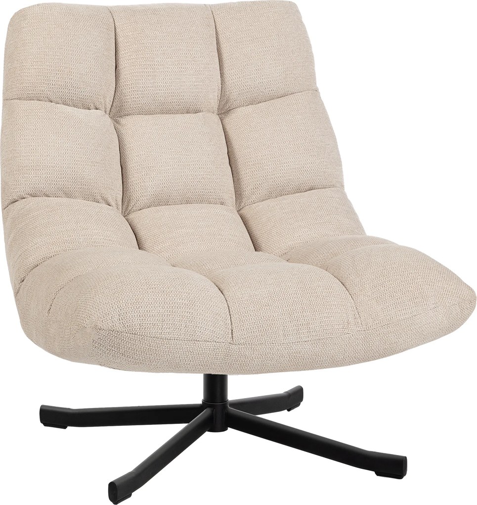 HOMCOM křeslo do obývacího pokoje bez opěrek, otočné o 360°, voděodpudivá tkanina chenille, široký sedák, 75 x 95 x 90 cm, krémová