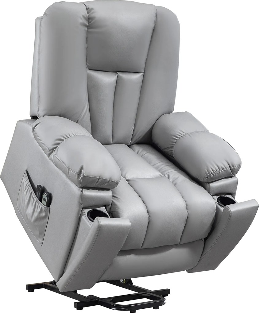 Elektrické TV křeslo HOMCOM, s 8 masážními body, s možností náklonu 135°, s pružinovým jádrem, dálkové ovládání, 94 cm x 96 cm x 106 cm, tmavě šedé| …