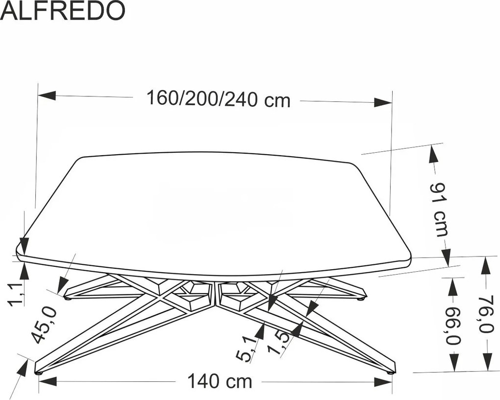 Rozkládací jídelní stůl Alfredo 160/240 cm bílý mramor/černý
