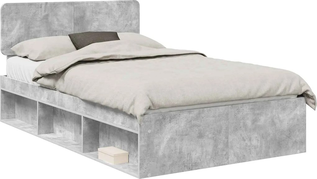 Rám postele s čelo Beton 120 x 200 cm Masivní borové dřevo 3412099