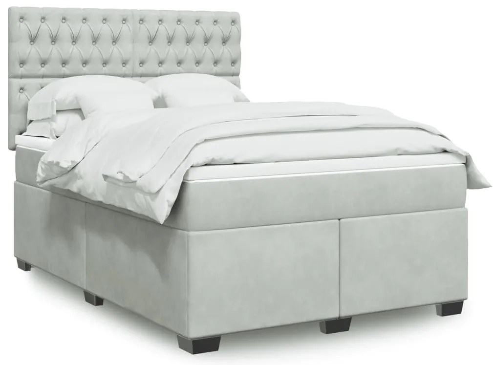 Box spring postel s matrací světle šedá 160x200 cm samet 3293260
