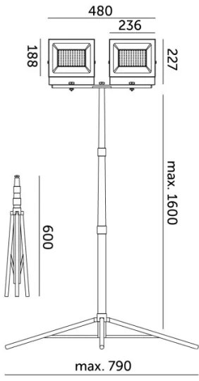 LED Reflektor se stojanem TIGRA 2xLED/100W/230V 4000K IP54 černá/žlutá