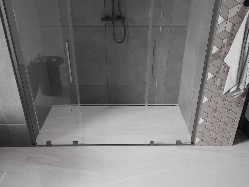 Mexen Velar Duo, posuvné dveře do otvoru 200x200 cm, 8mm čiré sklo, grafitová matná, 871-200-000-02-66