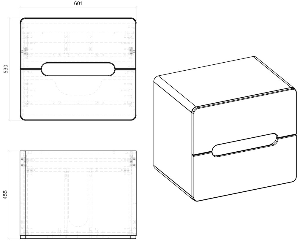 Koupelnová závěsná skříňka pod umyvadlo na desku BÁRA 60 cm