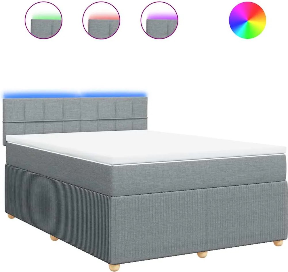 Box spring postel s matrací světle šedá 140 x 200 cm textil 3289779