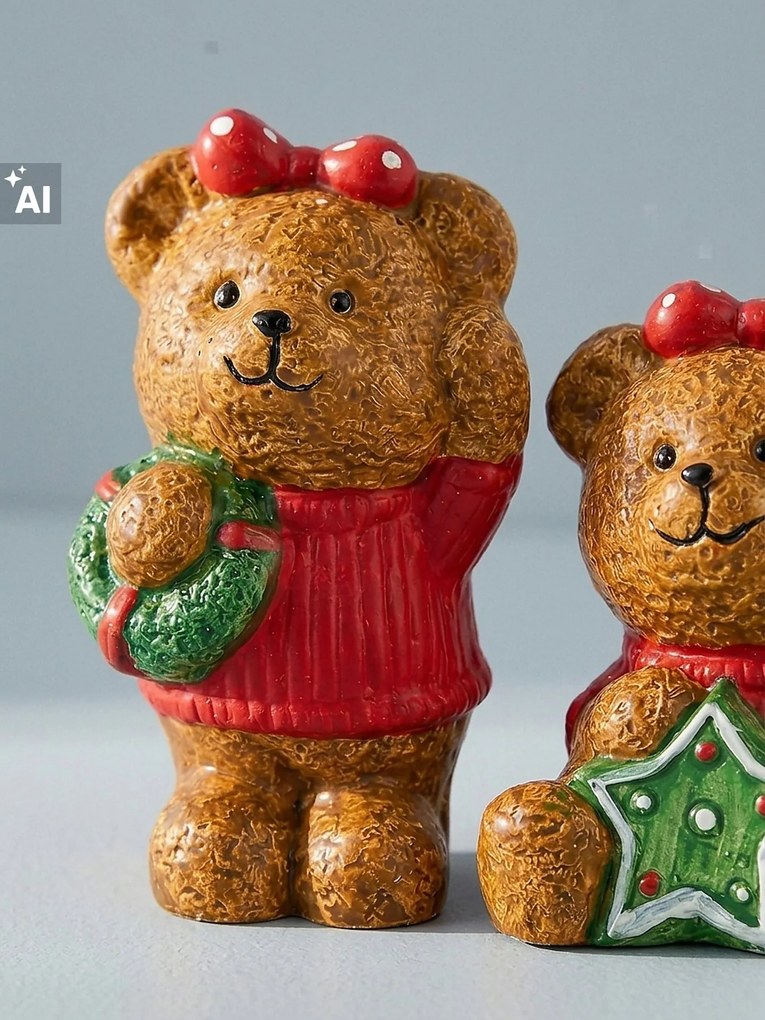 Sinsay - Stojící vánoční dekorace ve tvaru medvídků 2 pack - vícebarevná