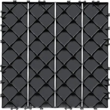 zámkové palubkové dlaždice 10 balení 30,5 × 30,5 cm plast pro verandu tmavě šedá