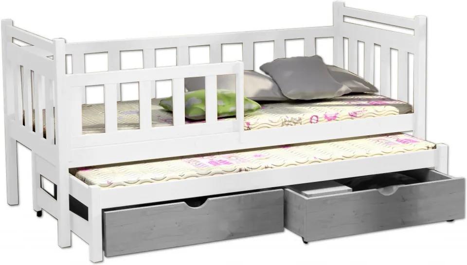 Dětská postel s přistýlkou OTTO vč. roštů, úložných prostor a matrací Rozměr: 180x80, Barva: Bílá