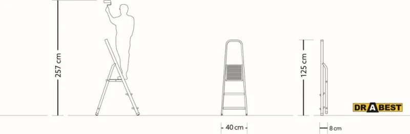 Ocelové schůdky 3 stupně DRABEST STD3 HOME