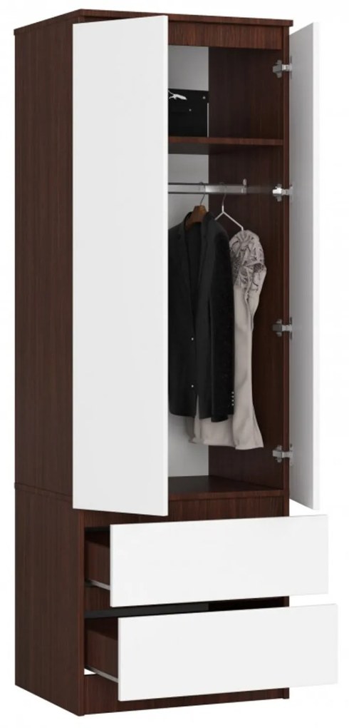 Skříň STAR S60 2D 2SZ - wenge/bílá