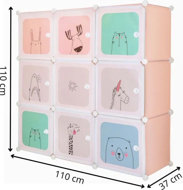 Dětská modulární skříň s 9 úložnými boxy SPRINGOS HA0215 barevná