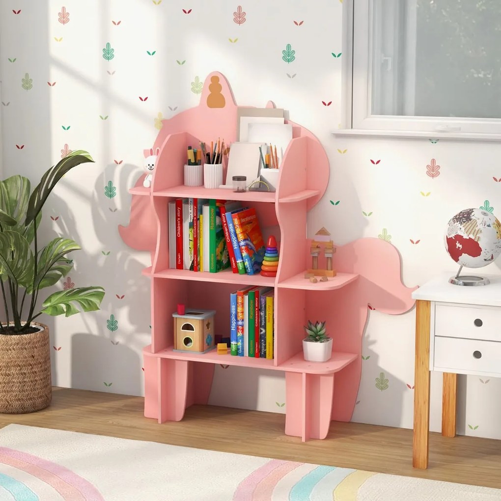 Costway Organizér na ukládání hraček Unicorn pro děti s otevřenými policemi