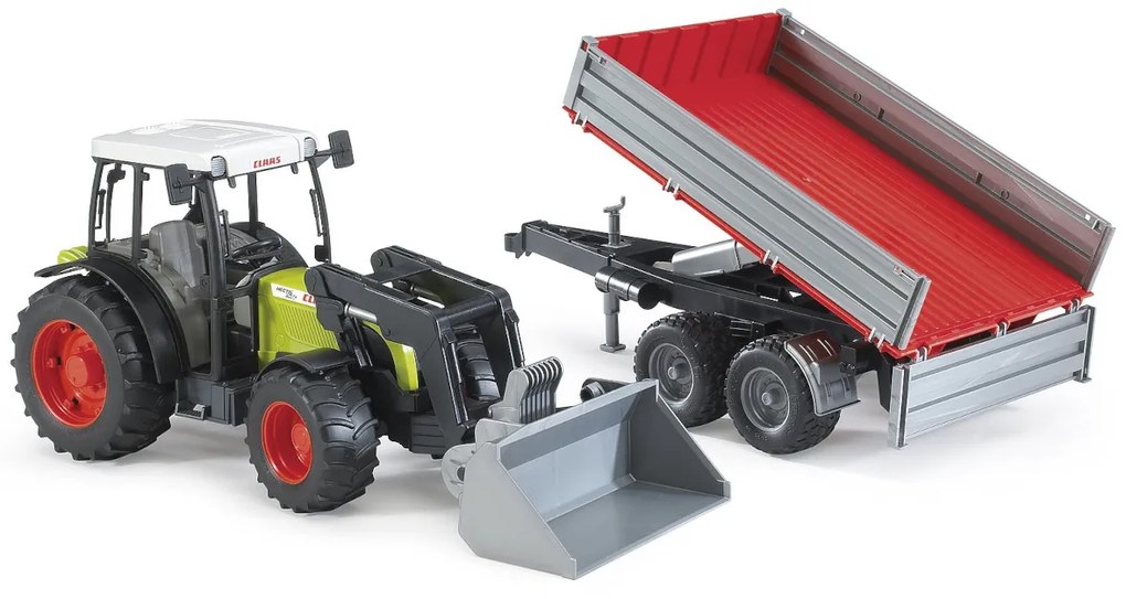 Bruder Traktor CLAAS Nectis 267F s nakladačem a přívěsem