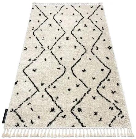 koberec TETUAN B751, krémový střapce, vzor cik cak, Maroko, Shaggy velikost 160x220 cm | krásné koberce cz