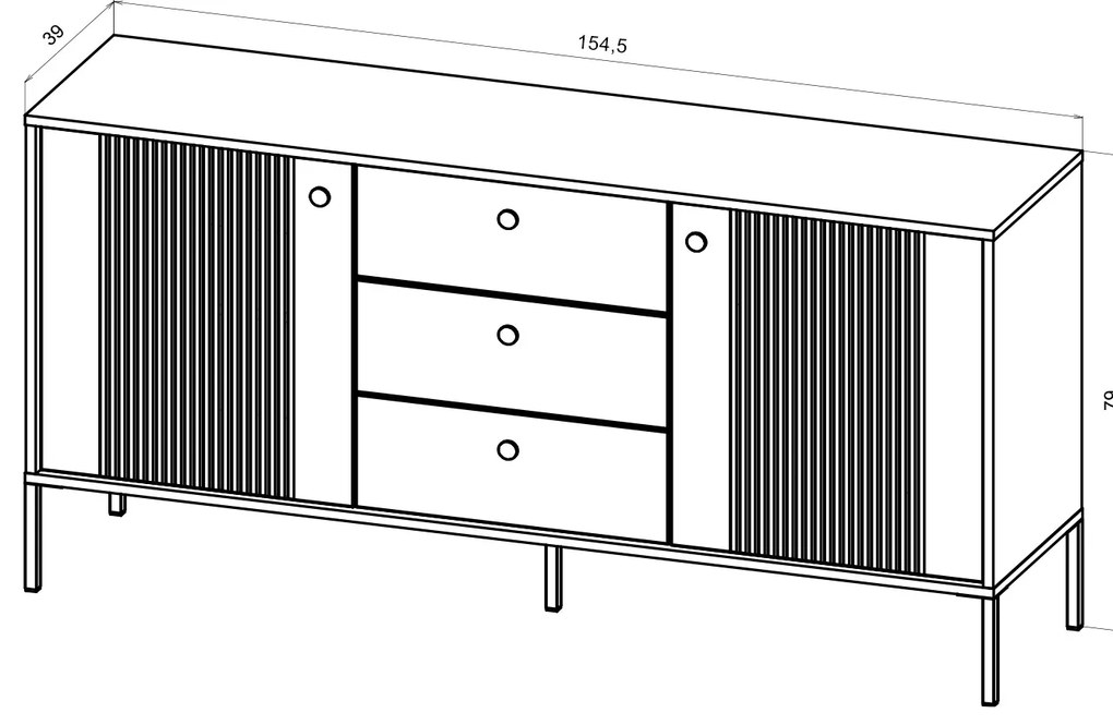 Komoda Iseo I 154,5 cm kašmírová