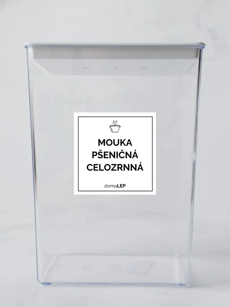 MOUKA PŠENIČNÁ CELOZRNNÁ - omyvatelná samolepka na dózu, výběr rozměrů Ø 5 cm / 5 x 5 cm / 6 x 8 cm | DomaLEP