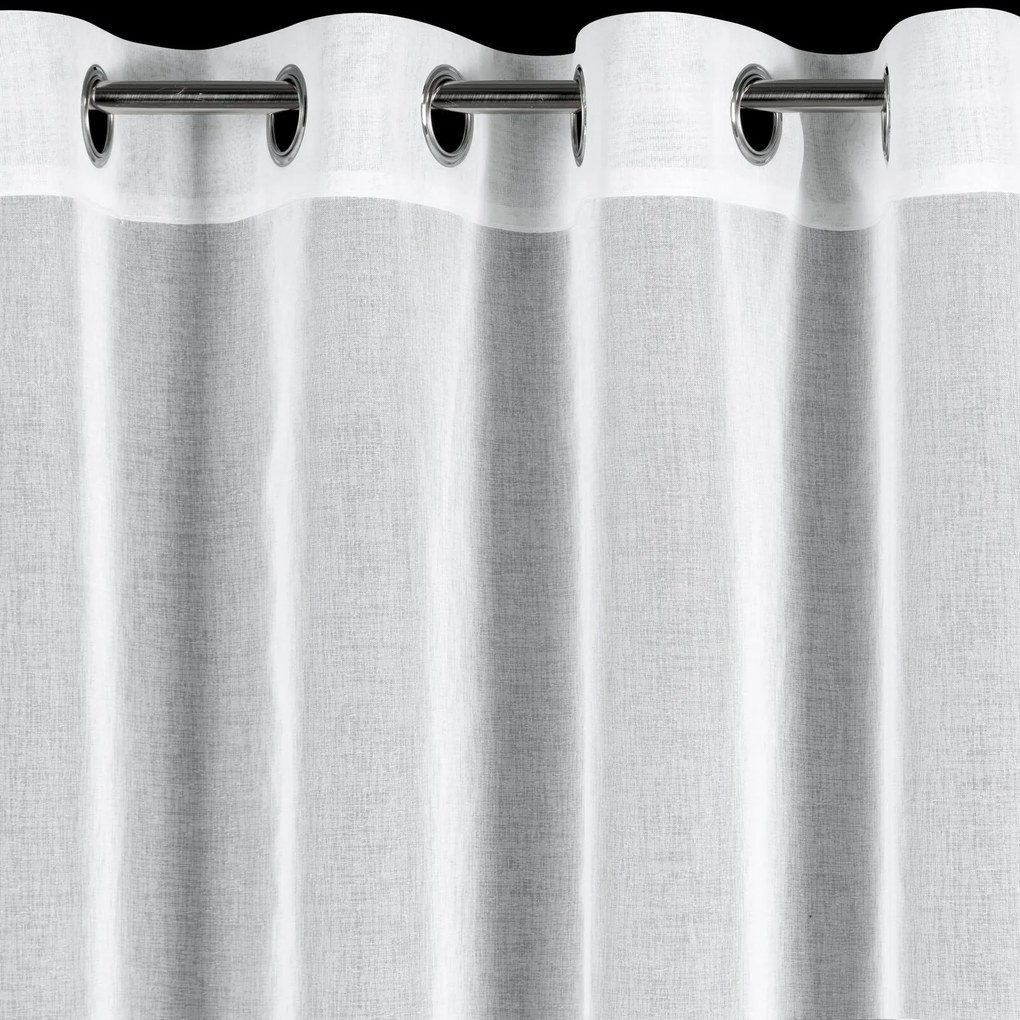 KRÁTKÁ ZÁCLONA NA KROUŽCÍCH SUZAN 350X140 CM BÍLÁ