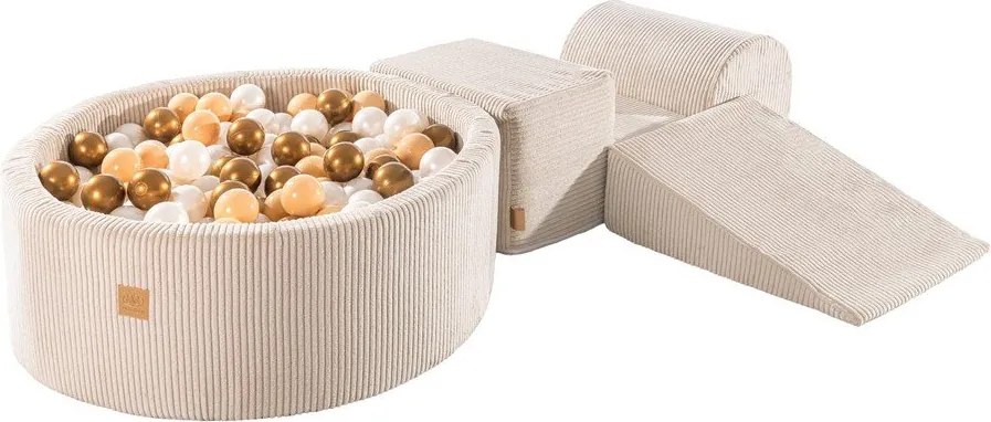 Béžové manšestrové pěnové hřiště 3 ks výška 30 cm 225x90 cm – Meowbaby