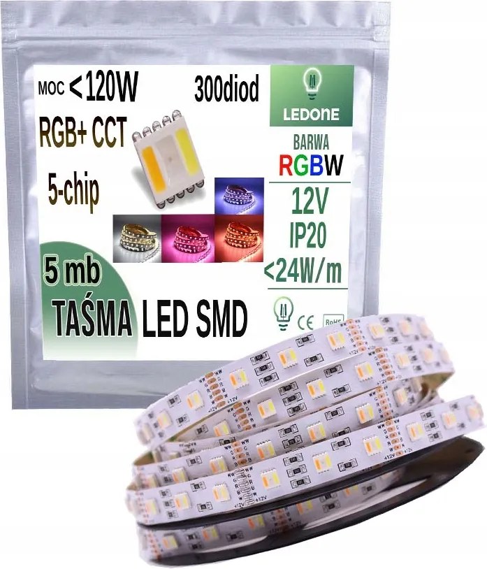 Led pásek Premium Rgb+cct 5v1 5 m teplý studený 12V Rgbcct