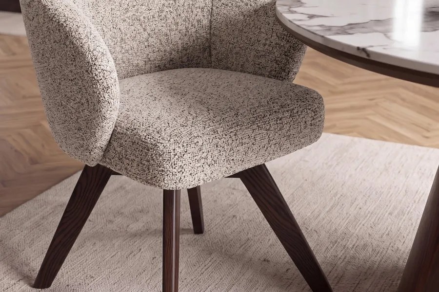 Designová otočná židle Tolinka béžová / hnědá
