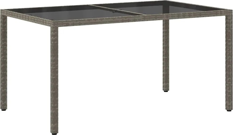 Zahradní stůl 150 x 90 x 75 cm tvrzené sklo a polyratan šedý 316708