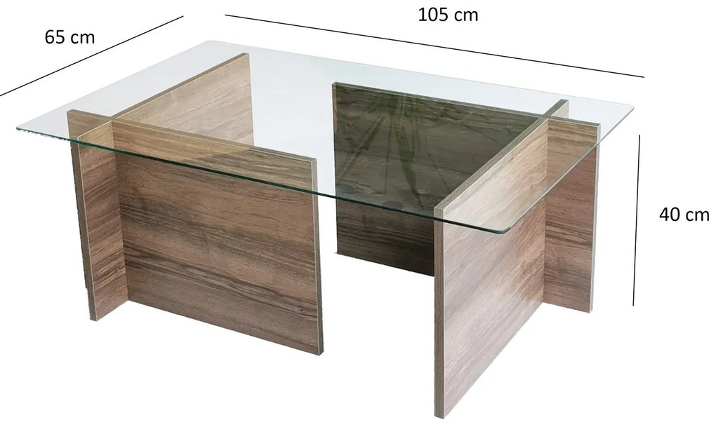 Designový konferenční stolek Belicia II 105 cm vzor ořech