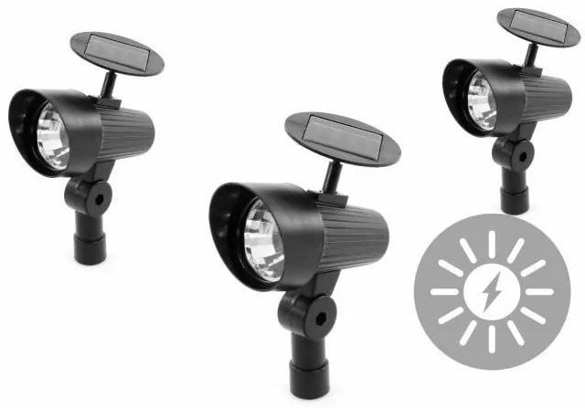 Sada zahradních solárních LED osvětlení - 3ks reflektorů Garth