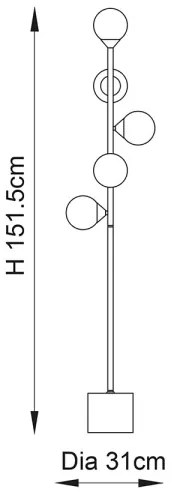 Endon 106756 - Stojací lampa OTIS 5xG9/3W/230V zlatá/bílá