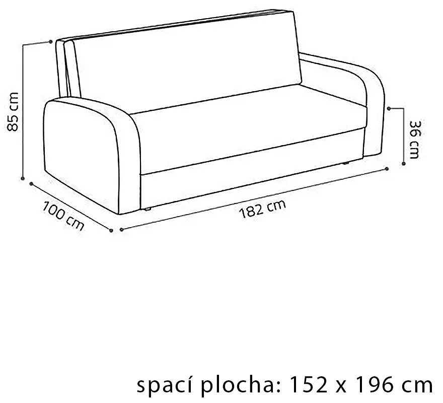 Pohovka VIVA IV FRUGO | 182 cm | rozkládací + úložný prostor | otvor na láhev | VÝBĚR TKANIN