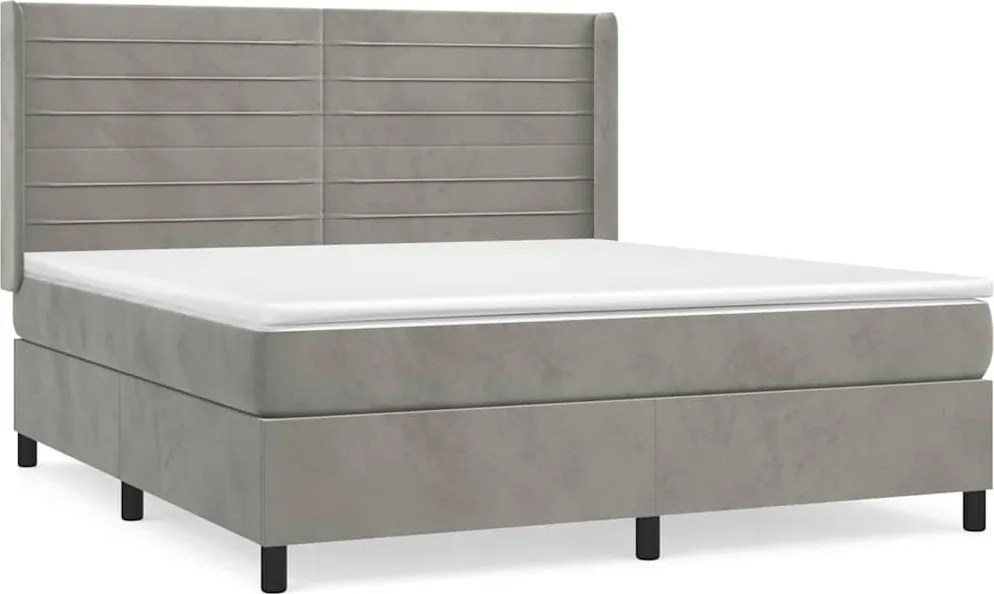 Box spring postel s matrací světle šedá 160x200 cm samet 3132747