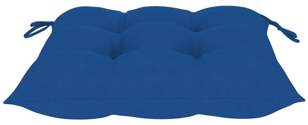 vidaXL Zahradní židle 2 ks modré podušky masivní teak
