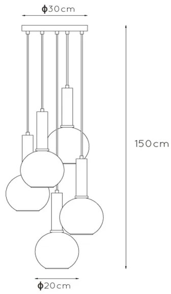 Lucide 45402/15/30 - Lustr na lanku MARIUS 5xE27/40W/230V černá
