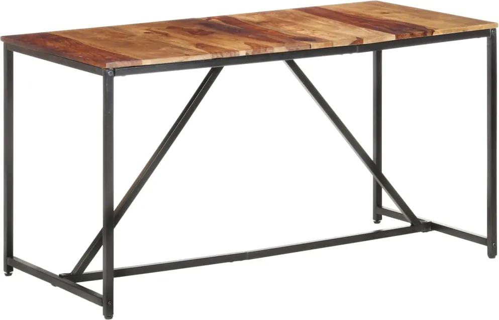 Jídelní stůl Lumber - masivní sheeshamové dřevo - černý | 140 x 70 x 76 cm