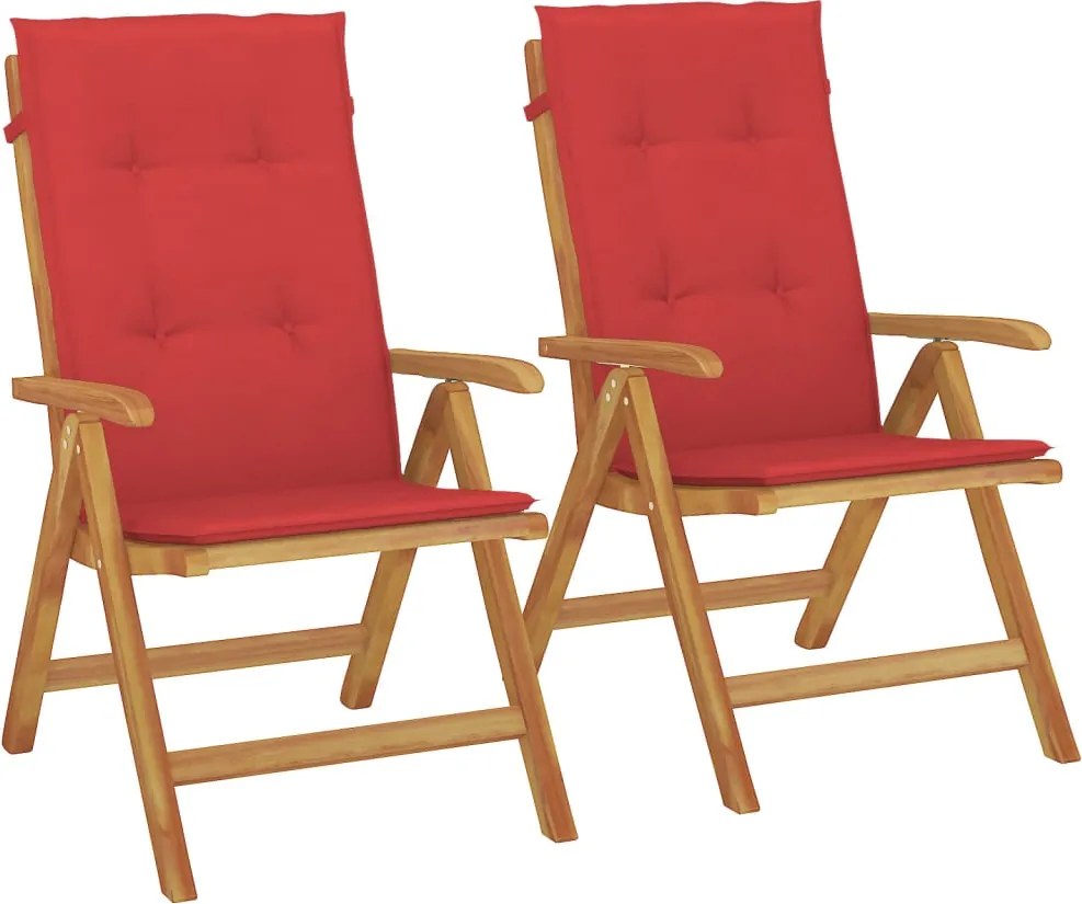 Skládací polohovací křesla s polštáři 2 ks, masivní teak 3196439