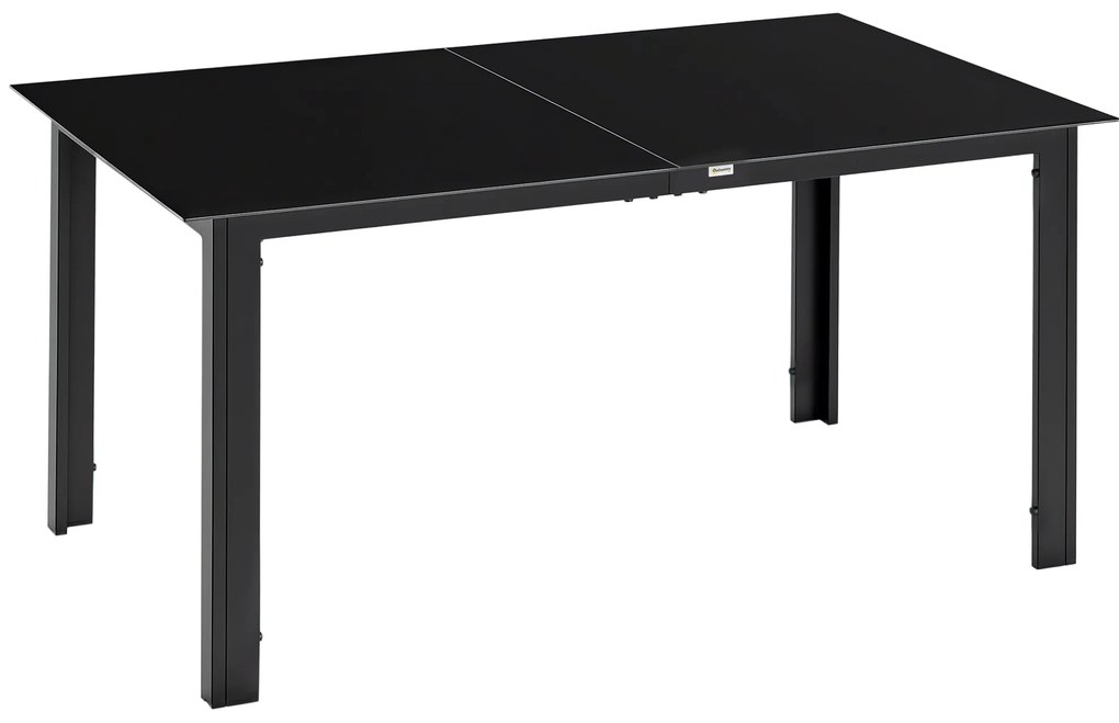 Zahradní stůl Outsunny pro 6 osob, jídelní stůl se skleněnou deskou, 150 x 90 x 74 cm, černý stůl na zahradu a balkon | Aosom.de