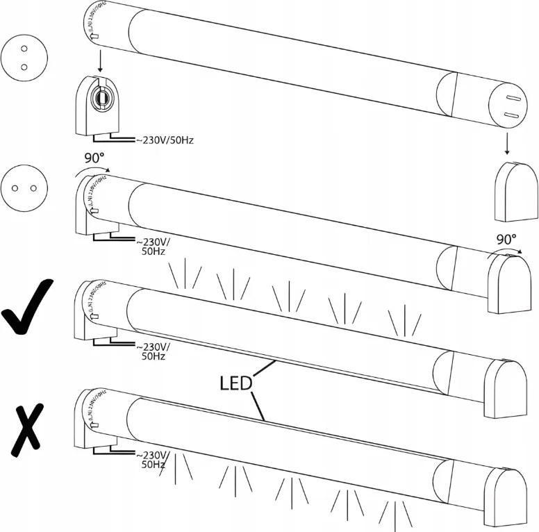 4x LED trubice 120cm 18W 2430lm 4000K G13 T8