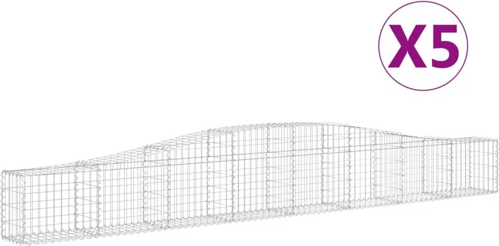 Klenuté gabionové koše 5 ks 400x30x40/60 cm pozinkované železo 3145790