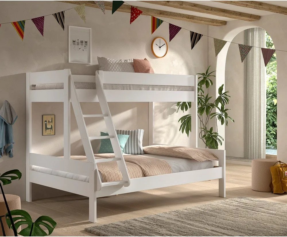 Bílá patrová dětská postel s roštem 140x200/90x200 cm Primo – Vipack