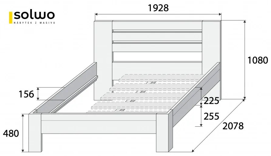 Masivní postel TANGO - Solwo Design Dřevo a odstín oleje: BUK Cink - Olej odstín BO106, Rozměr spací plochy: 140x200