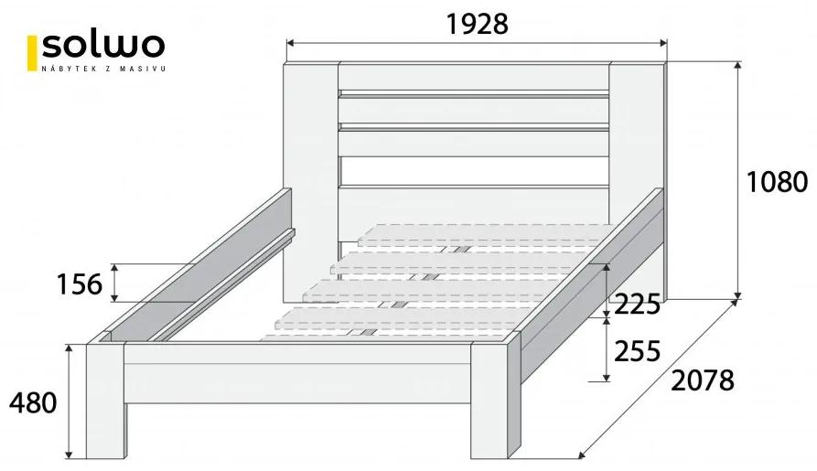 Masivní postel TANGO - Solwo Design Dřevo a odstín oleje: DUB Cink - Olej odstín DO202, Rozměr spací plochy: 140x200