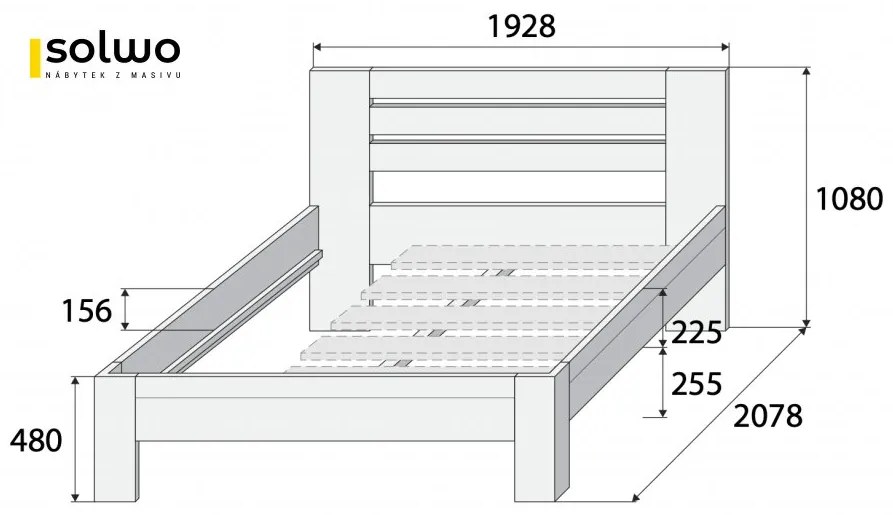 Masivní postel TANGO - Solwo Design Dřevo a odstín oleje: DUB Cink - Olej odstín DO205, Rozměr spací plochy: 140x200