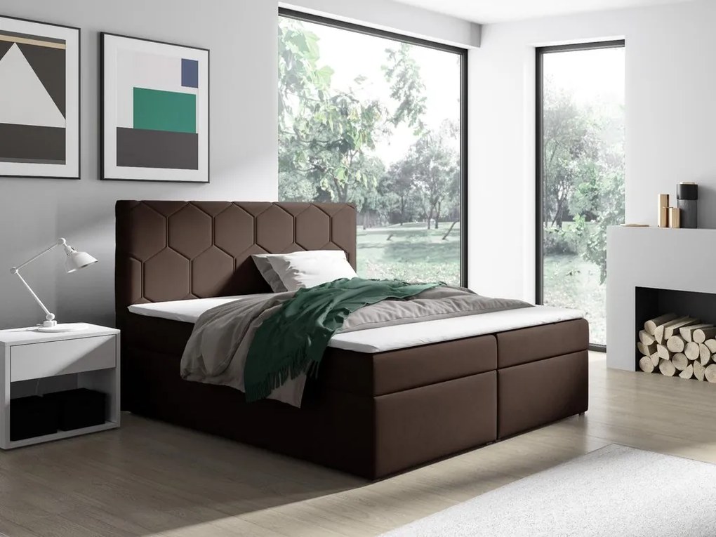 Eka Kontinentální čalouněná postel MEDOX - Trinity (120x200 cm) Barva látky Trinity: Světle hnědá (Trinity 2306)
