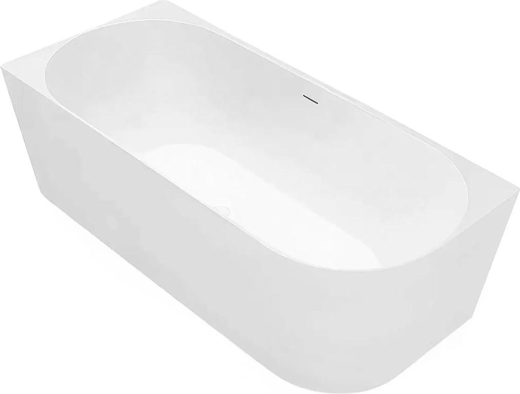 Asymetrická akrylátová vana s krycím panelem REA BELLANTO SLIM Levá 150x74 cm, bílá, sifon Click-Clack - bílý