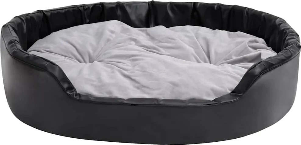 Pelíšek pro psy černý a šedý 99 x 89 x 21 cm plyš a umělá kůže 171256