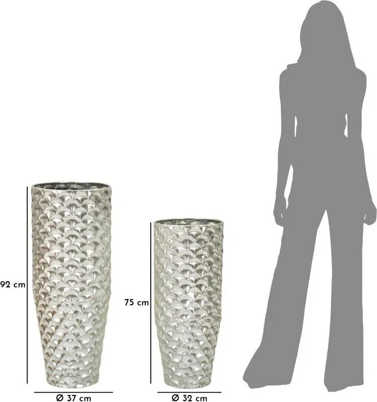 Kovové vysoké vázy v sadě 2 ks ve stříbrné barvě (výška 92 cm) Silvy – Mauro Ferretti