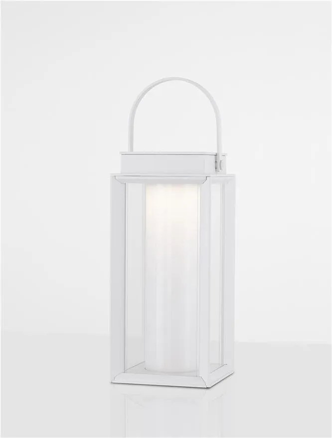 NV 9002861 Venkovní stolní lampa VERHAAL bílý hliník a čiré sklo LED 2W 3000K 3,7V 360st. IP54 solární / USB kabel / vypínač na těle - NOVA LUCE