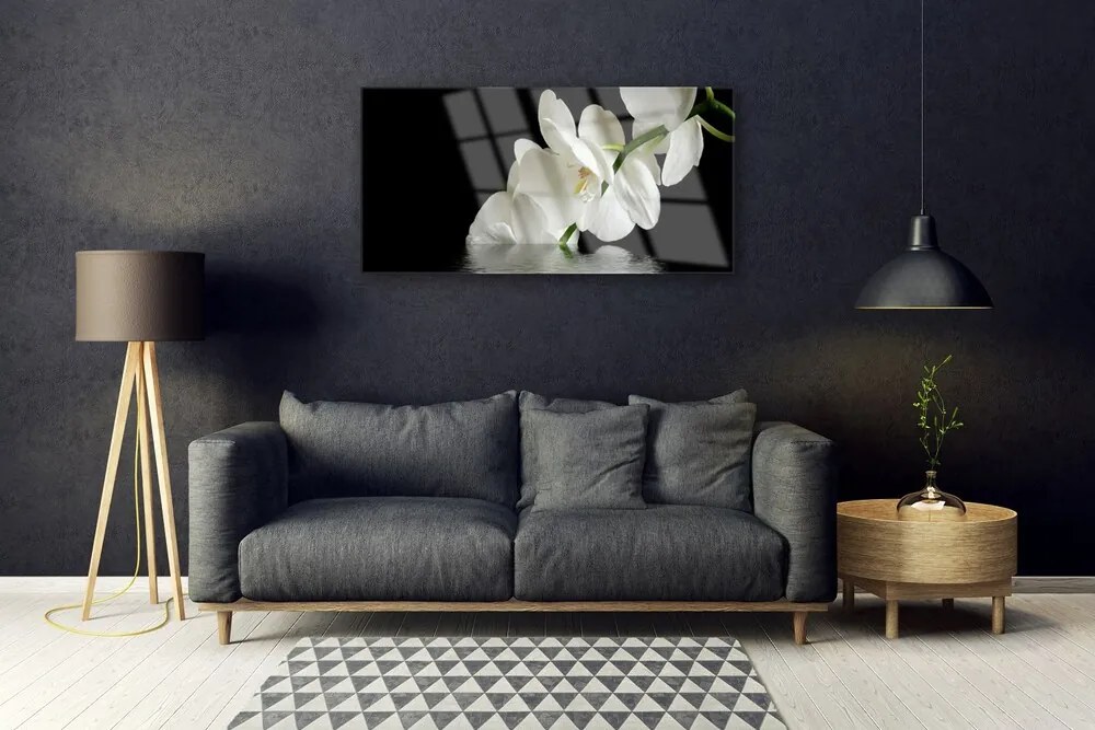Obraz na skle Orchidej ve Vodě Květiny 125x50 cm