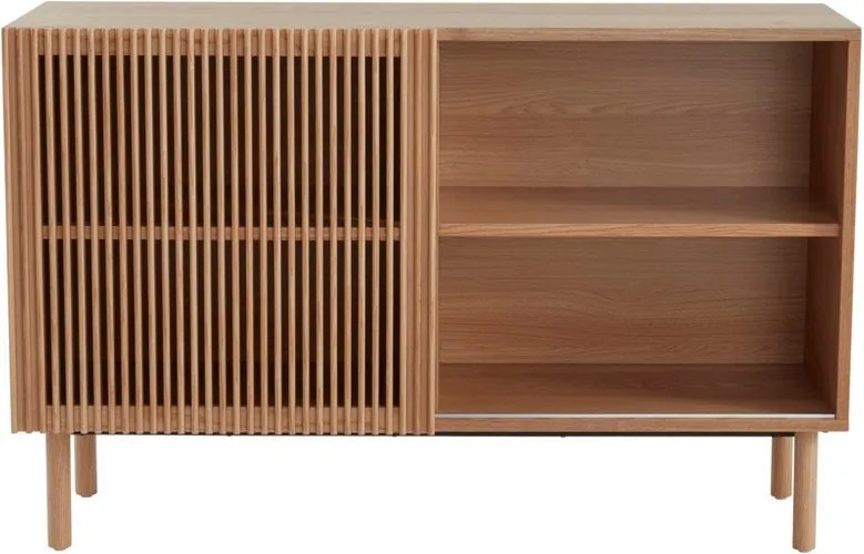 Skříňka v dekoru jasanu s posuvnými dveřmi v přírodní barvě 124x80x45 cm Sion – Jotex