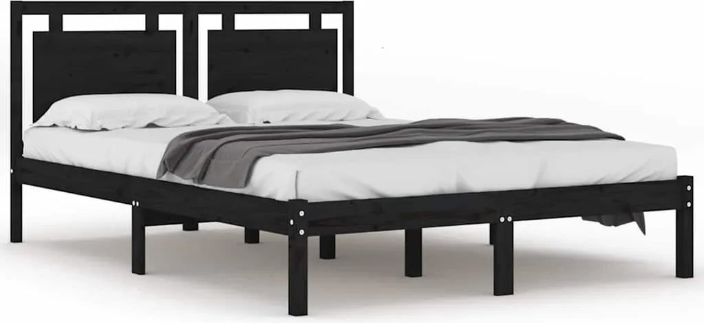 Rám postele černý masivní dřevo 200 x 200 cm 3105559