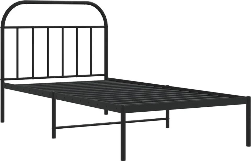 vidaXL Kovový rám postele s čelem 100 x 190 cm [353629] Barva: Bílá